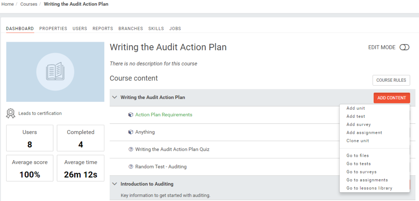 Adding Course Content – Academy